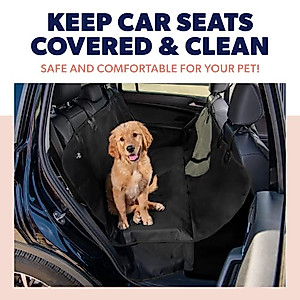Active Pets Car Seat Cover for Dogs - Standard Waterproof Dog Seat Cover for Back Seat in SUV or Truck - Convertible Pet Hammock & Trunk Protector for Travel - Black