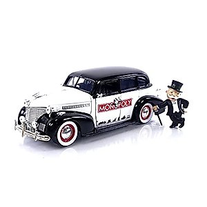 Jada Toys Mr. Monopoly 1:24 1939 Chevrolet Master Deluxe Die-cast Car w/ 2.75" Rich Uncle Pennybags Figure, Toys for Kids and Adults (33230)