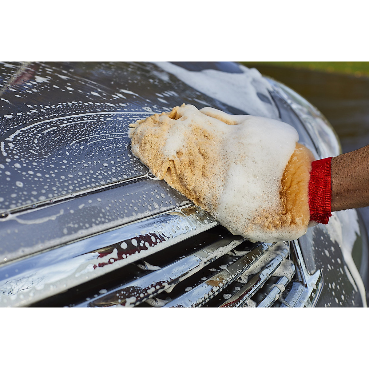 Mothers Premium Sheepskin Lambs Wool Car Wash Mitt, Scratch Free