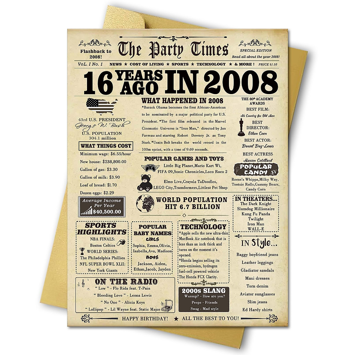 VvOoOvV 18th Birthday Card for Daughter Son, Vintage Style, Blank Inside, 7.9 x 10.6 in