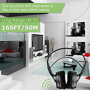 ANSTEN Wireless Headphones for TV Watching, Over Ear Headsets with RF Transmitter Charging Dock with 3.5 mm AUX/RCA, Rechargeable Stereo TV Wireless Headphone,164 ft Work Rang, No Audio Delay