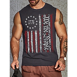 Heralady 4th of July Shirts Mens Muscle Tank Top 1776 Sleeveless Graphic Gym Workout USA Flag Shirt Grey XLarge