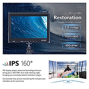 Neewer F100 7 Inch Camera Field Monitor Video Assist Slim IPS 1280x800 HDMI Input 1080p with Sunshade for DSLR Cameras, Handheld Stabilizer, Film Video Making Rig (Battery and Adapter NOT Included)