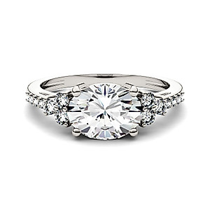 14K White Gold Moissanite by Charles & Colvard 9x7mm Oval Engagement Ring-size 7 2.30cttw DEW