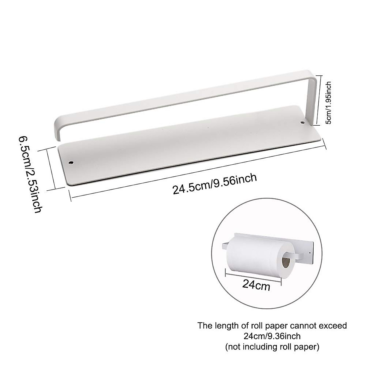 Magnetic Towel Bar, Kitchen Towel Rack Magnetic Paper Towel Holder for Refrigerator Multifunctional Paper Roll Rack Cabinet Towel Bar for Bathroom, Toilet, Drill Free - White