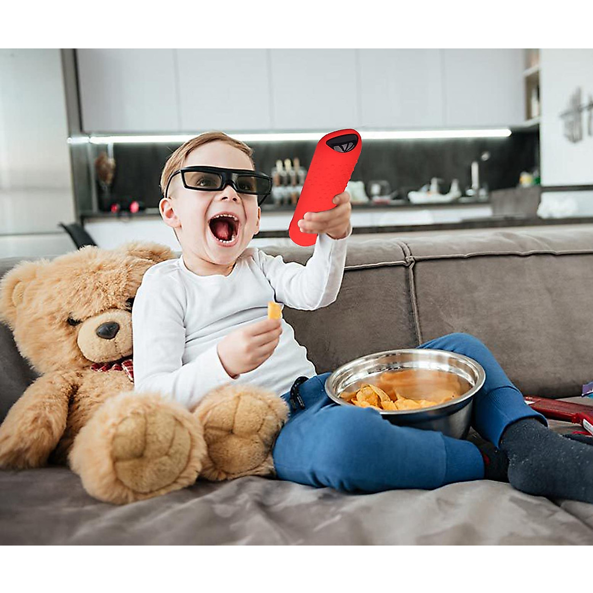 Silicone Case for Roku Express 4K+ Voice Remote RCA1R, Roku Voice Remote Cover RC-GZ1 Roku Streaming Stick 4K Silicone Sleeve with Lanyard(Blue)