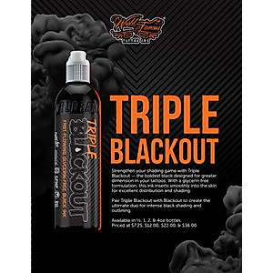 World Famous Tattoo Ink - Triple Blackout Tattoo Ink - Dark & Bold Black Shade - Professional Tattoo Ink & Tattoo Supplies - Skin-Safe Permanent Tattooing in Bold Shades - Vegan & Non-Toxic (1 oz)