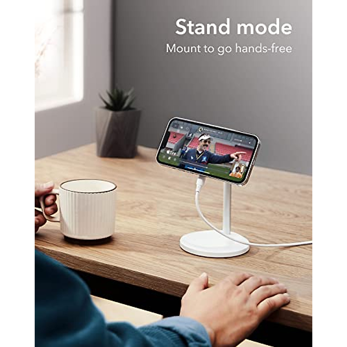 ESR HaloLock Shift Wireless Charger, Compatible with MagSafe Charger Stand, 2 Charging Modes, Detachable Fast Charging Pad, for Caseless iPhone 14/13/12 Series Phones and Magnetic Cases, White