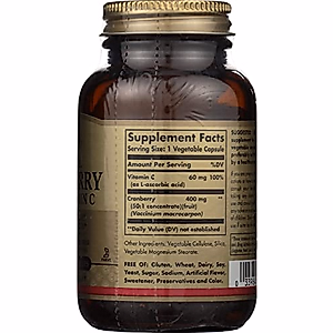 Solgar Natural Cranberry with Vitamin C, 60 Vegetable Capsules - Supports Urinary & Bladder Health - With Vitamin C for Immune Support - Non-GMO, Vegan, Gluten Free, Dairy Free, Kosher - 60 Servings