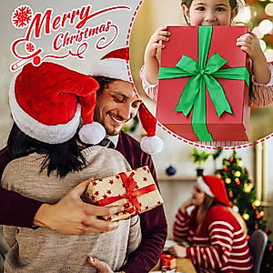 FEBSNOW 4 Rolls 100 Yards Christmas Ribbon,0.8 Inch and 2 Inch Wide Holiday Red Green Satin Ribbons for Xmas Gifts Wrapping and Craft Decoration