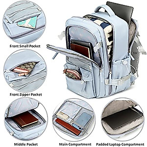 Travel Backpack for Women Men 15.6 Inch Laptop Backpacks with USB Port Carry on Bag Airline Approved Large College School Bookbags Waterproof Work Business Sport Rucksack Casual Daypack (Blue)