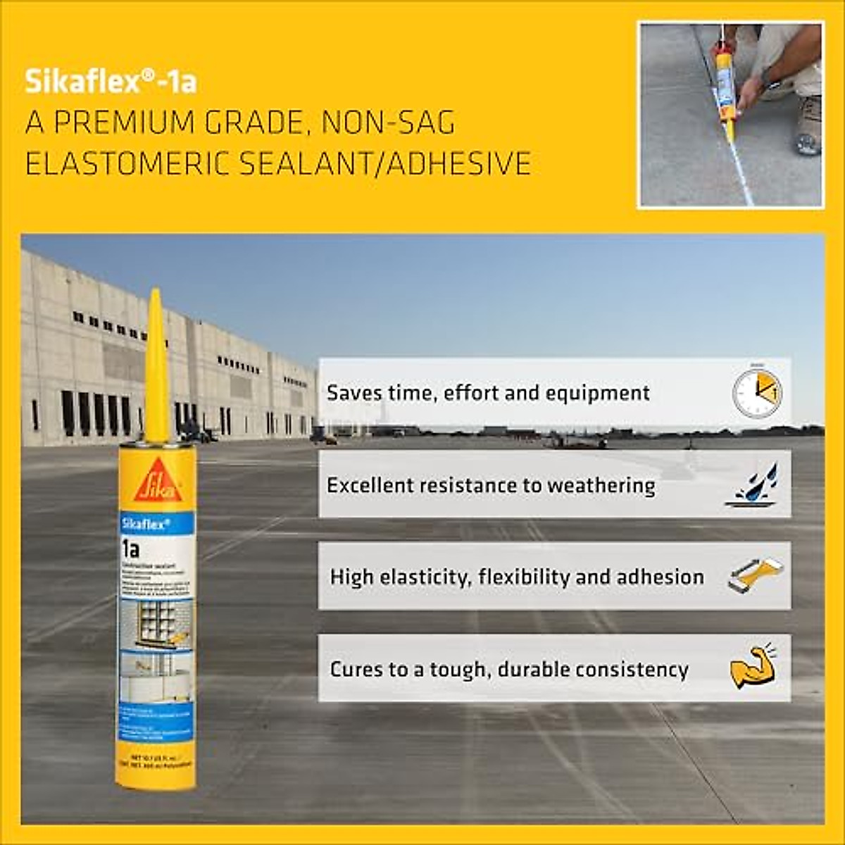 Sikaflex-1a self-leveling concrete sealant - Limestone - Use in green and damp applications - Premium-grade adhesive for a range of joints - 10.1 fl oz