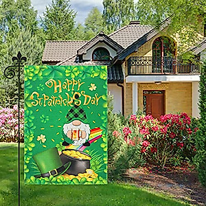 St Patricks Day Flag, JULMELON St Patricks Day Garden Flag 12 × 18 Inches Spring Green Farmhouse Burlap Yard Holiday Outdoor Decor