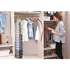 Legging Organizer Storage, T-Shirt Organizer, Hanging Closet Organizer, Hanging Clothes Organizer with 26 Roll Compartments for Yoga Pants, Tank Top, Towel, Underwear, Shirt (Grey)