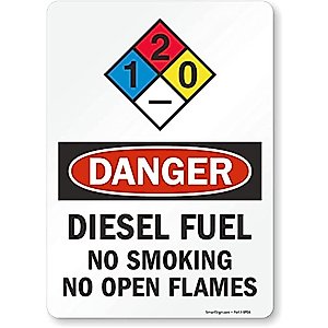 SmartSign - S-9400-EU-14 "Danger - Diesel Fuel, No Smoking No Open Flames" NFPA Label | 10" x 14" Laminated Vinyl 10" x 14" Vinyl Label