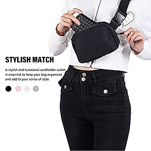 Everywhere Belt Bag with Card Holder Wallet for Women, Fanny Pack Crossbody Bags with Longer-length Adjustable Strap, Unisex Fashion Waist Packs for Workout Travelling Running (Black)