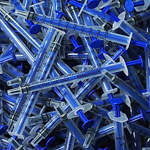 100 Pack Plastic Syringe with Cap, 1ml 1cc Syringe without Needle, Non-Sterile, Not for Injection