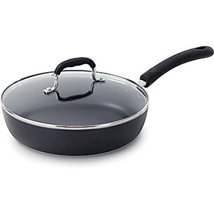 T-fal Experience Nonstick Fry Pan with Lid 10 Inch Induction Cookware, Pots and Pans, Dishwasher Safe Black