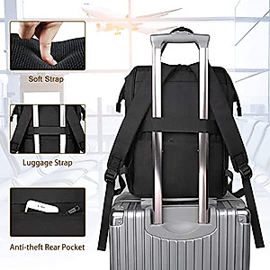 Ytonet 15 Laptop Backpack for Women, School Anti-Theft Business Travel Bookbag with USB Charging Port, Water Resistant Slim College Computer Bag for Girl Women Men, Black