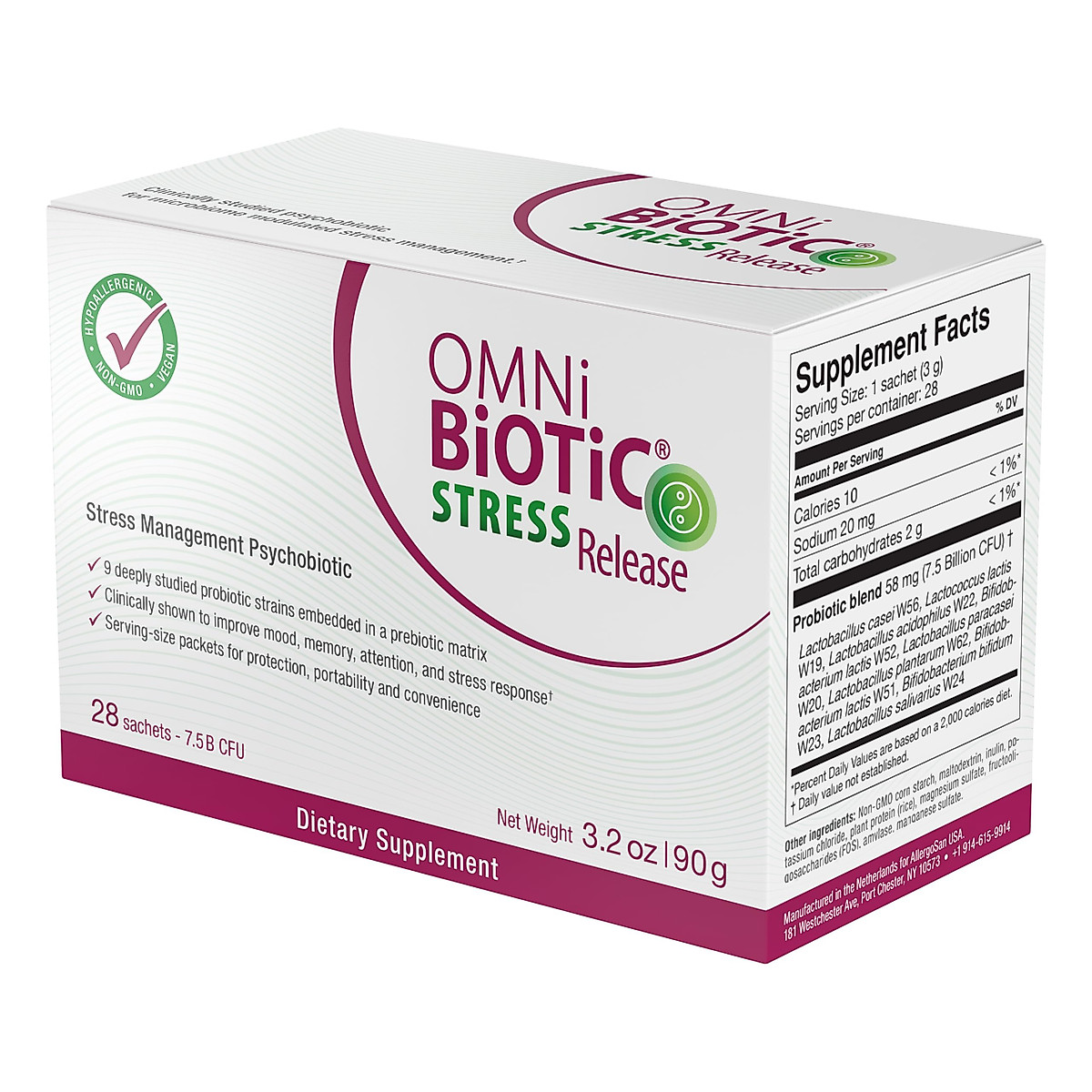OMNi BiOTiC Stress Release - Clinically Tested Probiotic for Stress Management & Gut-Brain Axis Support - Stress Probiotic and Mood Probiotic - Vegan, Non-GMO (28 Daily Packets)