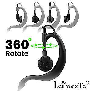 LEIMAXTE RDU4100 Earpiece,Compatible with Motorola RDM2070D CLS1110 CLS1410 CP185 CP200D 2 Way Radio with Mic PTT Walkie Talkie Headset Security Acoustic Tube Surveillance Headphone G Shape