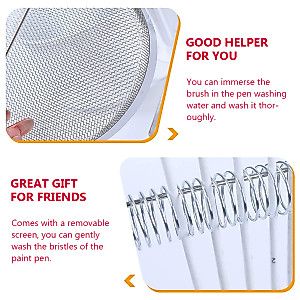 Gadpiparty Cleaner Hanging Container Barrel for Holder Metal Stand Art Bucket Tank Useful Painting Pen with Washer Oil Paintbrush Watercolor Paint Hanger Cleaning Brush Calligraphy Drying