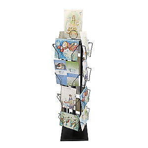 Adjustable Greeting Card Rack Display Stand 4 Tier 16 Pocket Organizer Postcard CD DVD Book Brochure Literature Rotating Spin 7X5 6X4 4X5 5X7. Pocket Size: 4.6-10"Wide X 8"High 11602-R-8"-NPF