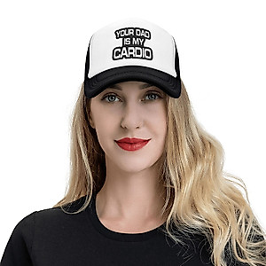 Piuuixe Your Dad is My Cardio Funny Baseball Cap Trucker Hats Sports Hat Men Women Black