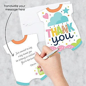 Big Dot of Happiness Colorful Baby Shower - Shaped Thank You Cards - Gender Neutral Party Thank You Note Cards with Envelopes - Set of 12