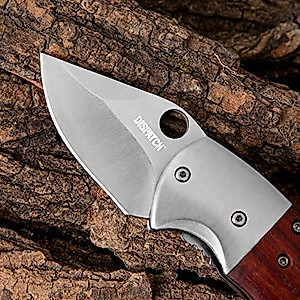 Dispatch Mini Folding Small Pocket Knife, Stainless Steel Sanding Blade and Steelhead EDC Tactical Tools with Wooden Handle, Everyday Carry, Unique Small Gift for Father-Mother Men Women
