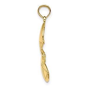 Solid 14k Yellow Gold Football Pendant Charm - 27mm x 15mm