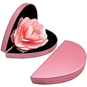 wonuu Engagement Ring Box,Ring Rose Box Surprise Jewelry Storage Holder for Woman as Proposal Engagement Wedding Ring Jewelry Gift Case in Valentine's Day ect. (Heart Shaped-Pink)