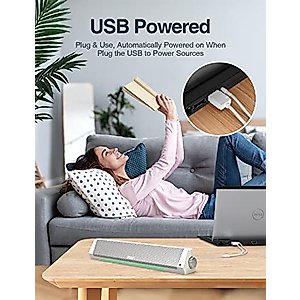 Computer Speakers, Bluetooth Computer Soundbar, HiFi Stereo, 3.5mm Aux-in Connection, USB Powered Computer Speakers for Desktop Monitor, PC, Laptop, Tablets