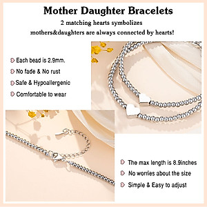 UNGENT THEM Daughter Gifts from Mom Mother Daughter Bracelets Back to School Mommy and Me Jewelry Valentine's Day Mothers Day Birthday Christmas Gifts for Mom from Daughters