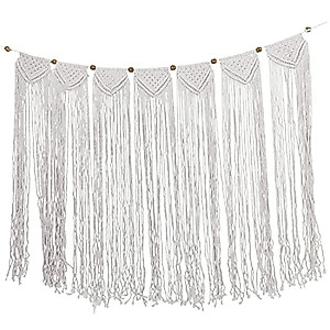 Macrame Wall Hanging Curtain Bohemian Wall Decor Woven Home Decoration for Apartment Bedroom Living Room Fringe Garland Banner for Gallery Baby Nursery, 47" L X 28" W