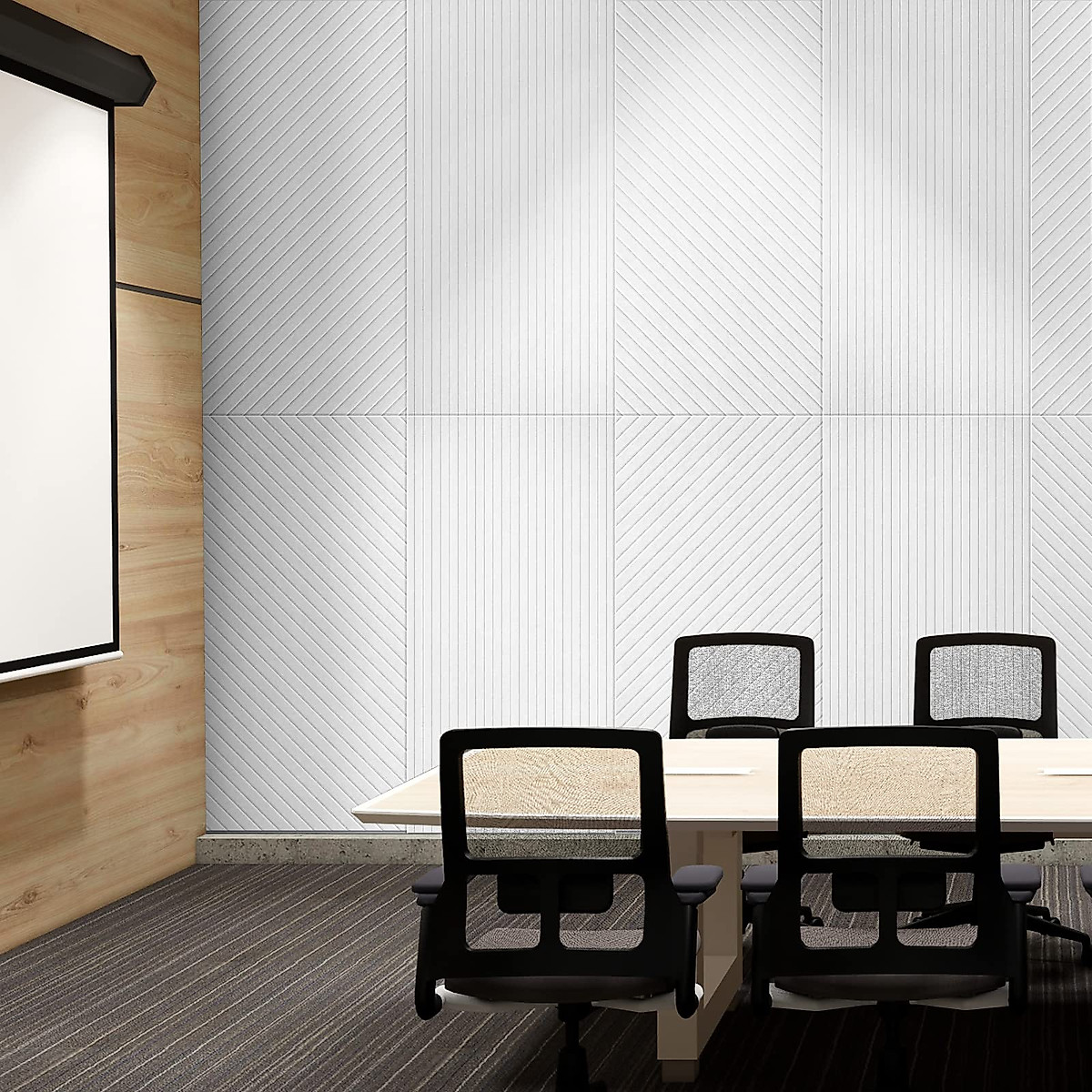 UMIACOUSTICS 6 Packs Acoustic Panel,48 x 24 x 0.4 Inches Sound Absorbing Door Panel,Decorative Wall Panels Equidistant Slot for Room,Home Theater,Studio