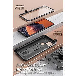 SupCase Unicorn Beetle Pro Series Case for Google Pixel 5 (2020 Release), Full-Body Rugged Holster Case with Built-in Screen Protector (Black)