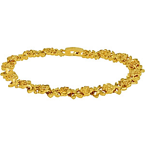 LIFETIME JEWELRY Diamond Cut Rose Charm Bracelet for Women 24k Real Gold Plated (7)