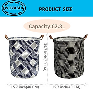 Collapsible Round Storage Bin - WOYASUI Large Laundry Hamper Waterproof Organizer with Handles/Home Decor/Toy Books Holder Clothes Nursery Basket（2 PACKS,Black Geometric & Lucky Clouds）