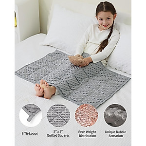 Mr. Sandman Weighted Lap Blanket 2LBS 20 x 30 Inches, Minky Dots Heavy Blanket with Glass Beads, Soft and Cooling for School and Home, Grey