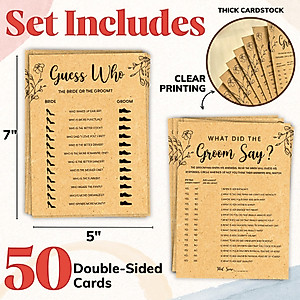 STOFINITY Guess Who Bride Or Groom Bridal Shower Game - 50 Pcs What Did The Groom Say Bridal Game, Bridal Party Games Ideas, Wedding Games for Guests Bridal Shower Decorations