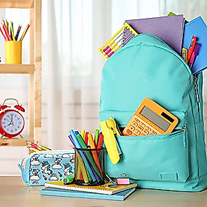 2 Pieces Unicorn Pencil Pouch Small Pencil Case School Pencil Bag Kids Pencil Pouch Cute Unicorn Pen Pouch Stationery Storage Bag Makeup Bag with Large Zipper for School Office Girls, Pink and Blue