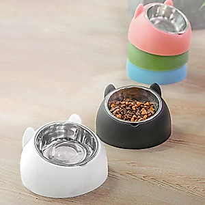 IEUDNS 3pcs 15° Raised Cat Dog Bowls Tilted Elevated Water Food Feeder Non Slip Neck Protective Bowl Small Dogs Drinking Pet Feeder , Blue and Pink