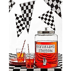 Piokio 100ft Black and White Checkered Flag Banner Racing Birthday Decorations, for Nascar Race Party Supplies
