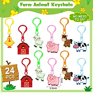 Jadive 24 Pcs Farm Barnyard Party Supplies Keychains Kids Birthday Favors Cute Animal Ornament Toy Pendant for Christmas Boy Girl Gift Souvenirs Reward Treat Goodie Bag Fillers