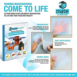 3D Pen Filament with Silicon Design Mat and Compatible Stencils Book with 12 Templates - 1.75mm PLA Plastic Refills - 360 Feet of Assorted Filament for 3D Drawing and Doodling