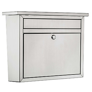 Architectural Mailboxes Maya Stainless Steel, Locking, Wall Mount Mailbox, 2417PS-10, Stainless Steel, Medium Capacity