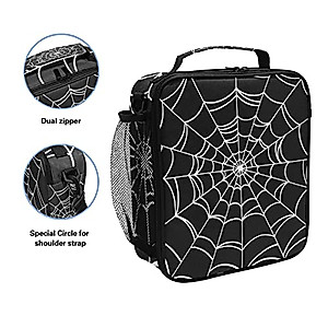 Goth Spider Web Lunch Box Halloween Insulated Lunch Bag Reusable Cooler Lunch Tote Bag Portable Lunch Bag With Shoulder Strap for Boys Girls Women Men School Work Outing