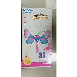 Sitodier Bubble Machine for Kids | Butterfly Bubbles Wand Blower for Toddlers 1000+ Bubbles per Minute | Outdoor Indoor Bubbles Blowing Toys Birthday Gift for Girls Bubble Solution Included