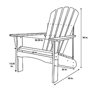 Shine Company 4617N Rockport Wooden Adirondack Chair | Outdoor Patio Chair | Firepit Chairs for Garden, Backyard, & Deck – Natural